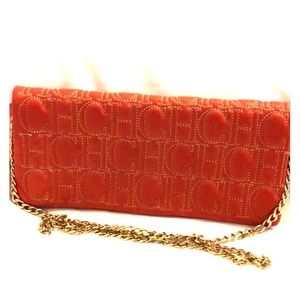 Carolina Herrera | Bags | Ch Carolina Herrera Red Leather Clutch Env ...